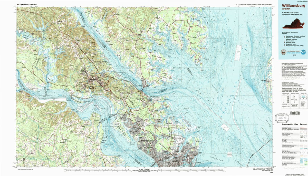 Williamsburg, VA (1984, 100000-Scale) Map by United States Geological ...
