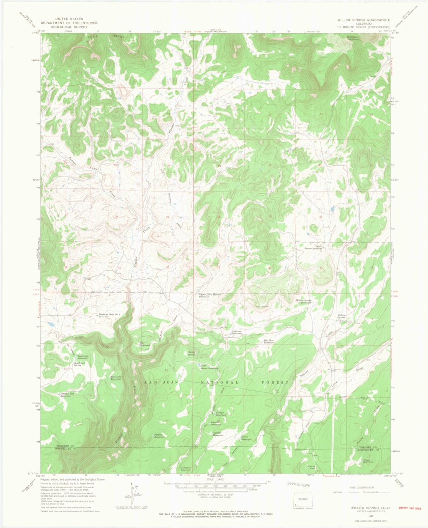 Willow Spring, CO (1965, 24000-Scale) Map by United States Geological ...
