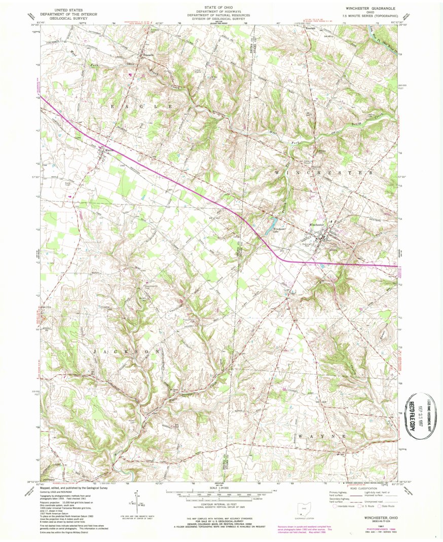 Winchester, OH (1961, 24000-Scale) Map by United States Geological ...