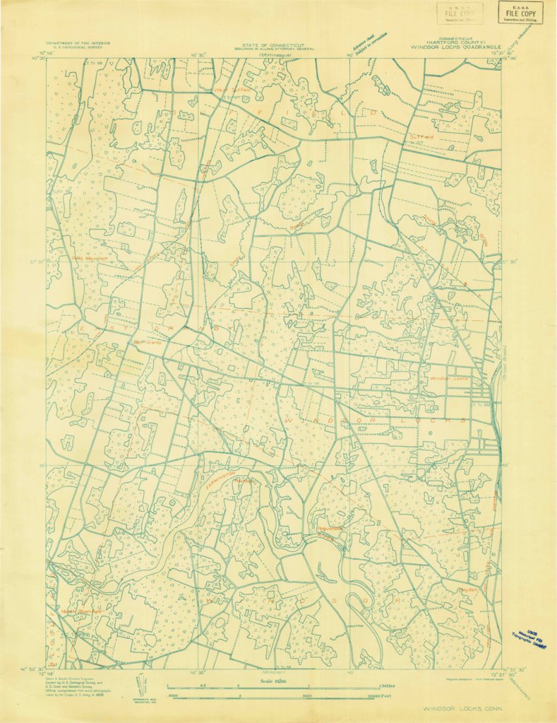 Windsor Locks, CT (1928, 24000-Scale) Map by United States Geological ...