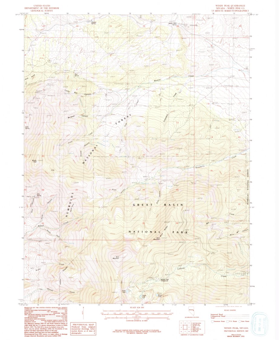 Windy Peak, NV (1987, 24000-Scale) Map by United States Geological ...