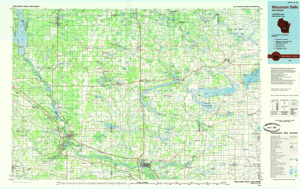 Wisconsin Dells, WI (1985, 100000-Scale) Map by United States ...