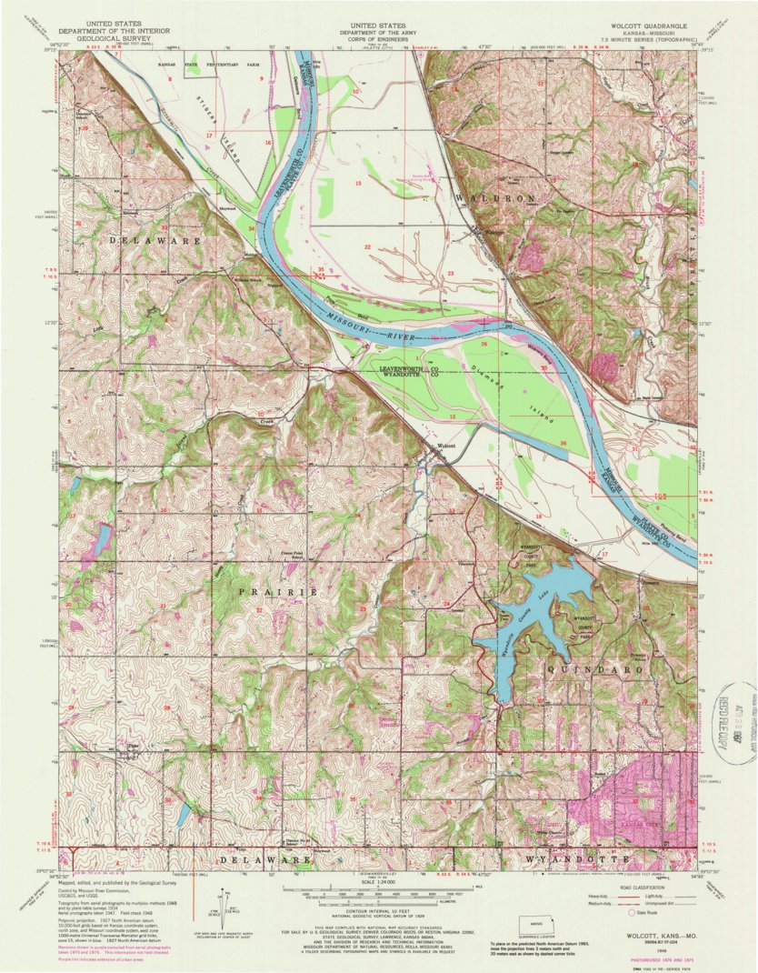 Wolcott, KS-MO (1948, 24000-Scale) Map by United States Geological ...