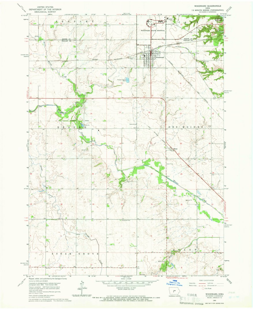 Woodward, IA (1965, 24000-Scale) Map by United States Geological Survey ...