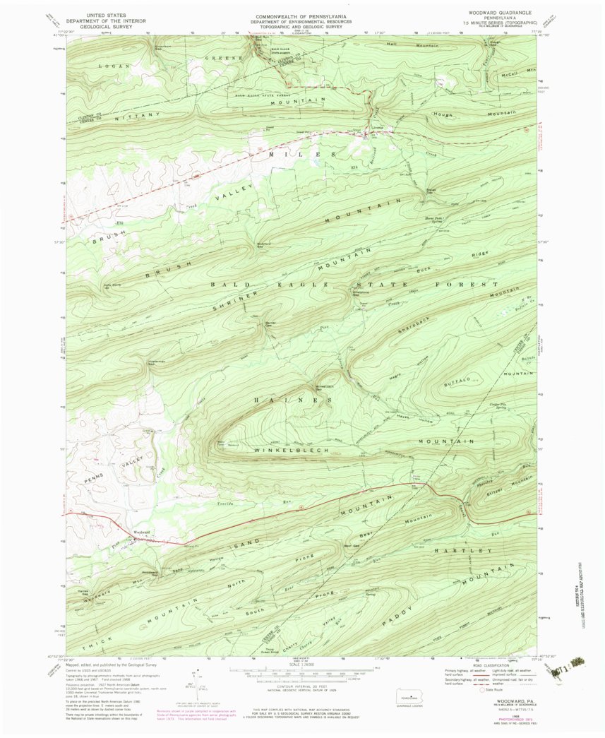 Woodward, PA (1968, 24000-Scale) Map by United States Geological Survey ...