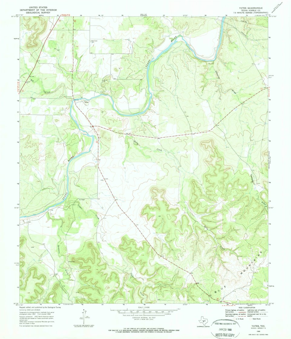 Yates, TX (1968, 24000-Scale) Map by United States Geological Survey ...
