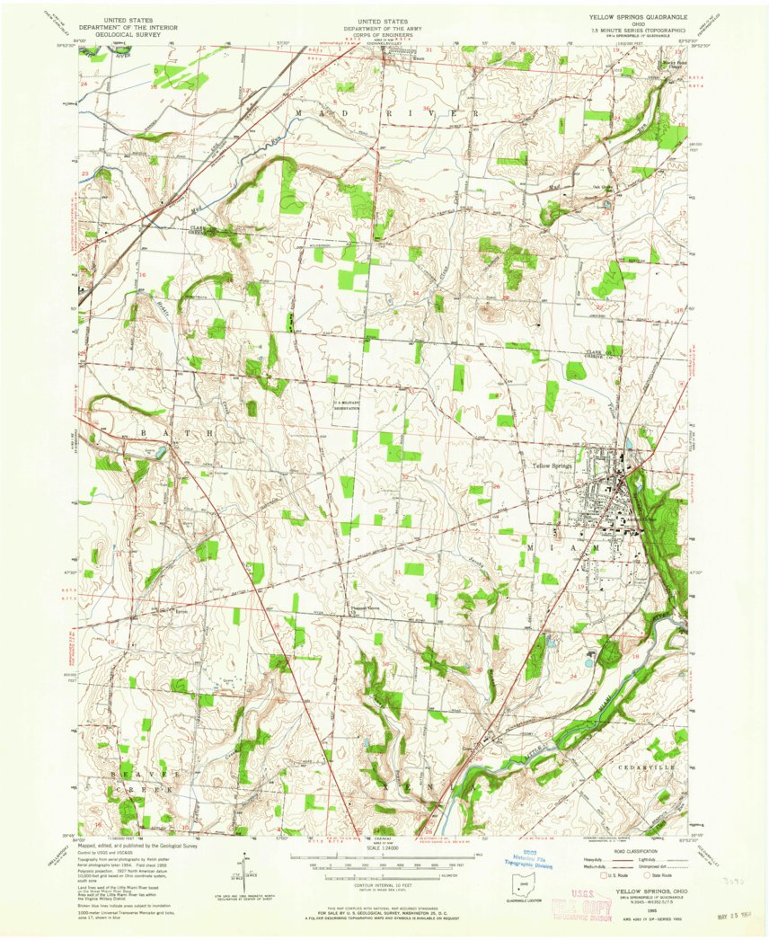 Yellow Springs, OH (1955, 24000-Scale) Map by United States Geological ...