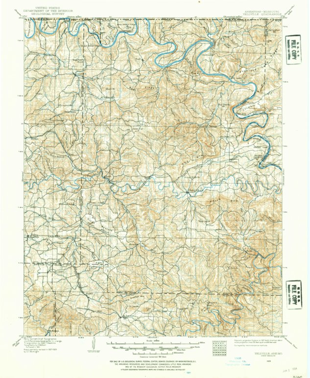 Yellville, AR-MO (1929, 125000-Scale) Map by United States Geological ...
