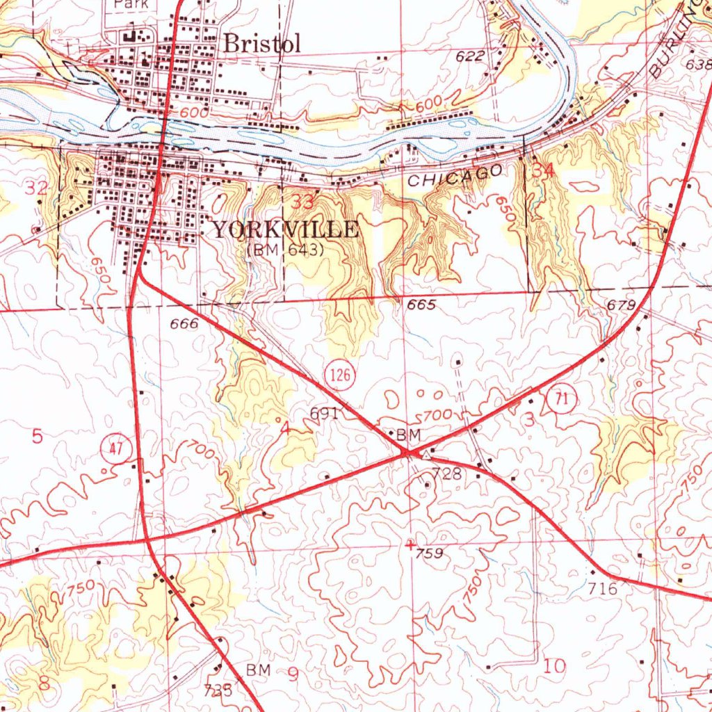 Yorkville, IL (1954, 62500-Scale) Map by United States Geological ...