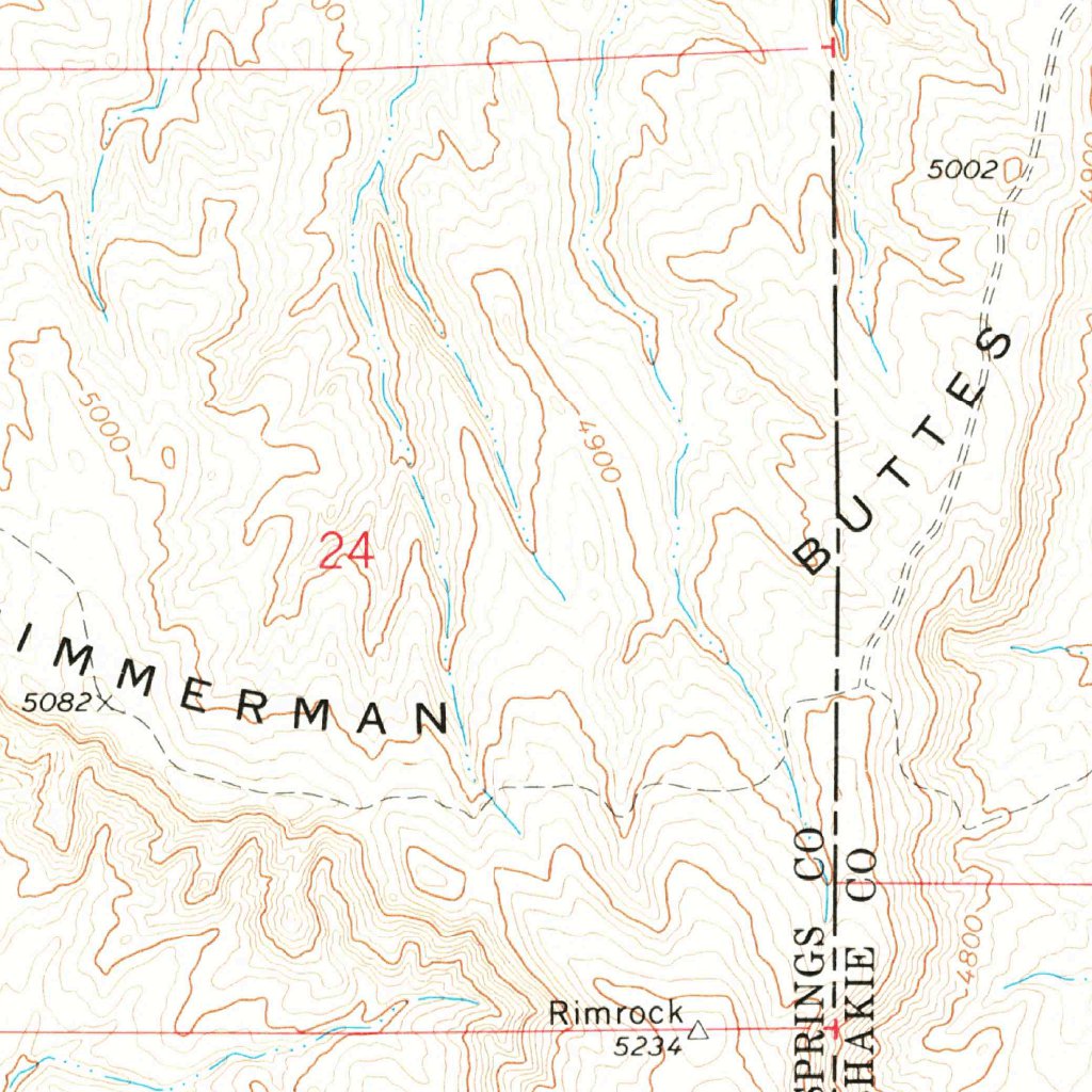 Zimmerman Buttes, WY (1966, 24000-Scale) Map by United States ...