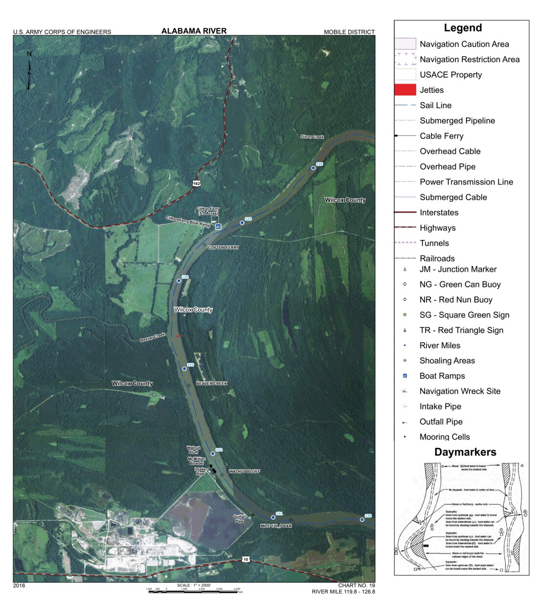 Alabama River Navigation Chart 19 (Mile 119.8 - 126.8) Map by US Army ...