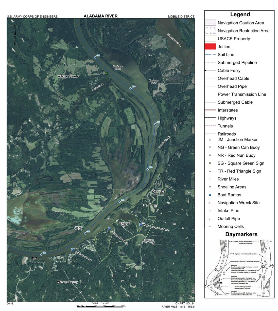 Alabama River Navigation Chart 24 (Mile 148.2 - 155.9) Map by US Army ...