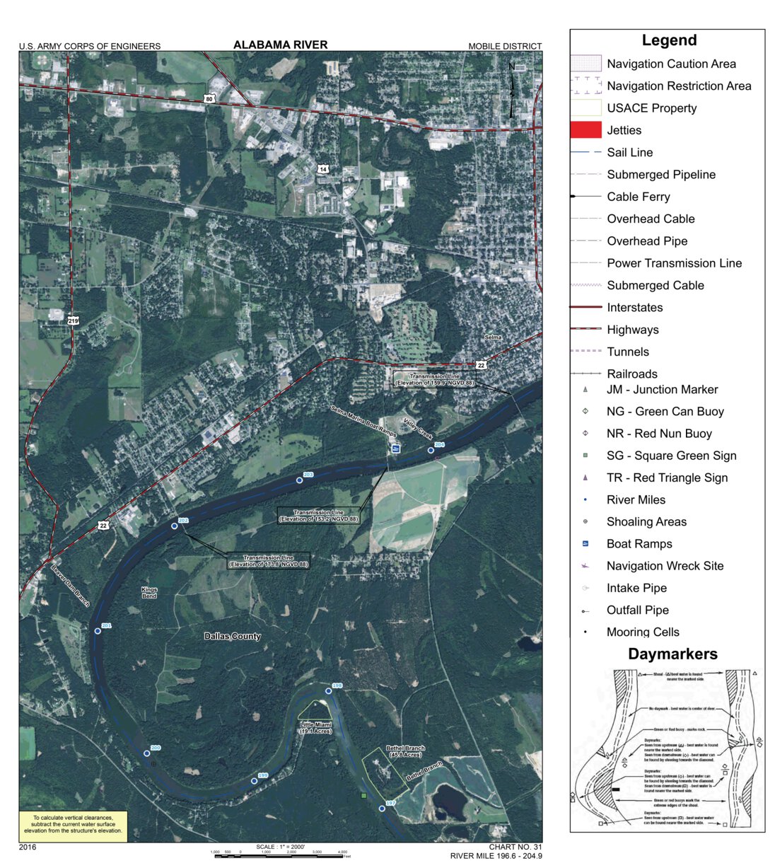 Alabama River Navigation Chart 31 (Mile 196.6 - 204.9) Map by US Army ...