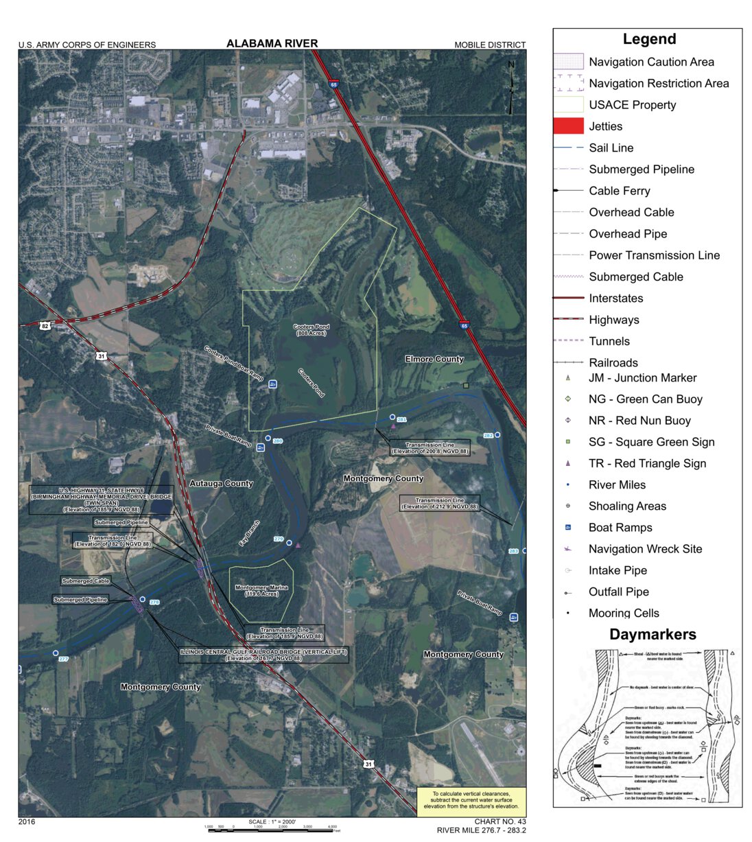 Alabama River Navigation Chart 43 (Mile 276.7 - 283.2) Map by US Army ...