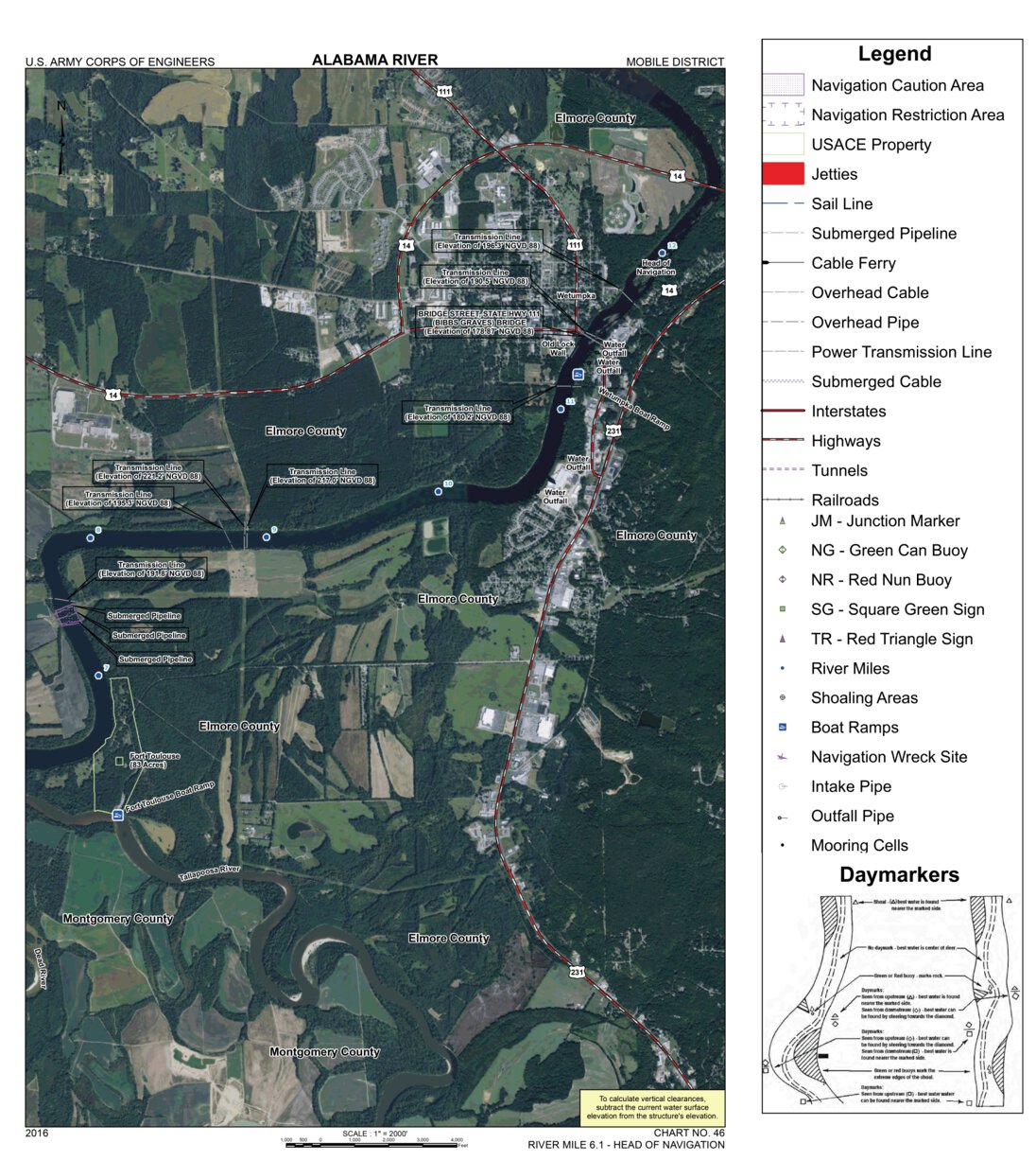 Alabama River Navigation Chart 46 (Coosa River Mile 6.1 - Head of ...