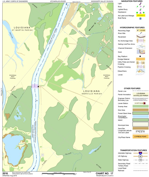 Atchafalaya River Chart 17 - St. Martin Parish / Iberville Parish, LA ...