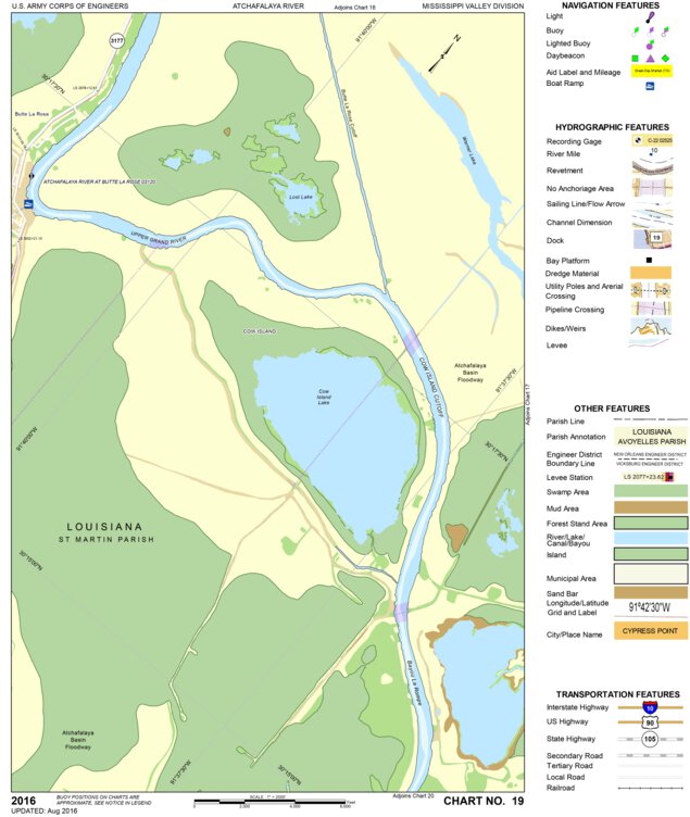 Atchafalaya River Chart 19 - Butte La Rosa, LA Map by US Army Corps of ...