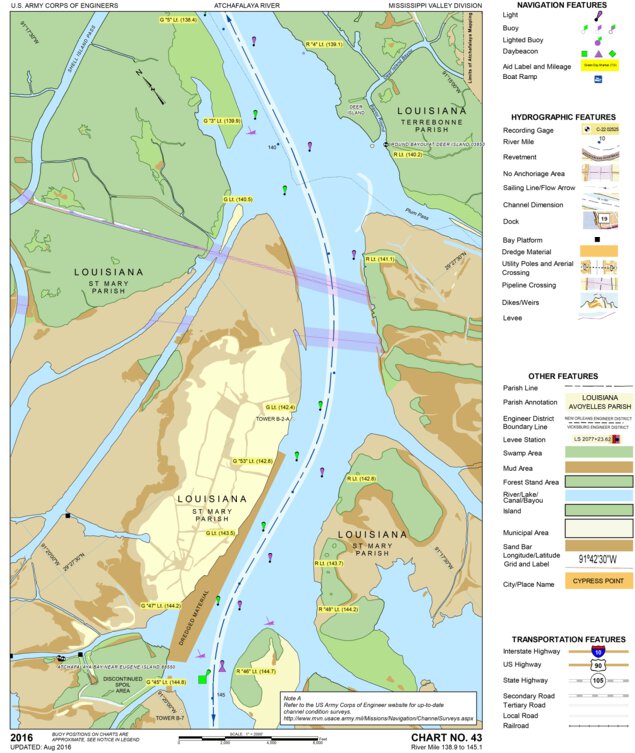 Atchafalaya River Chart 43 - Atchafalaya Bay near Eugene Island Map by ...