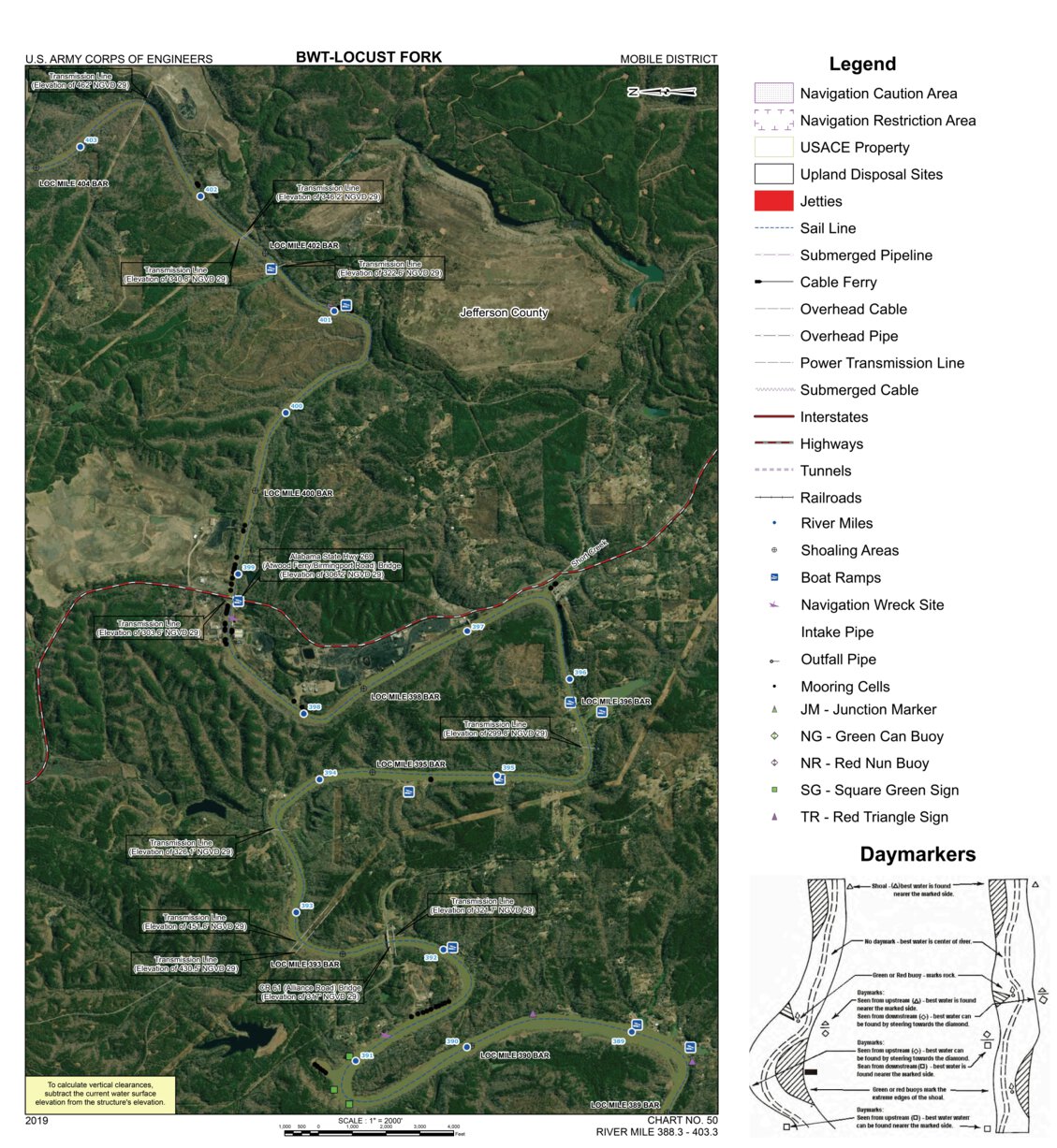 Black Warrior-Tombigbee River Navigation Chart 50 (Mile 388.3 - 403.3 ...