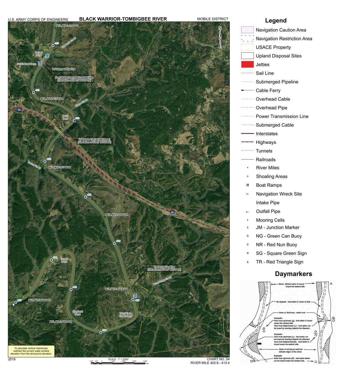 Black Warrior-Tombigbee River Navigation Chart 54 (Mile 402.8 - 413.4) Map by US Army Corps of ...