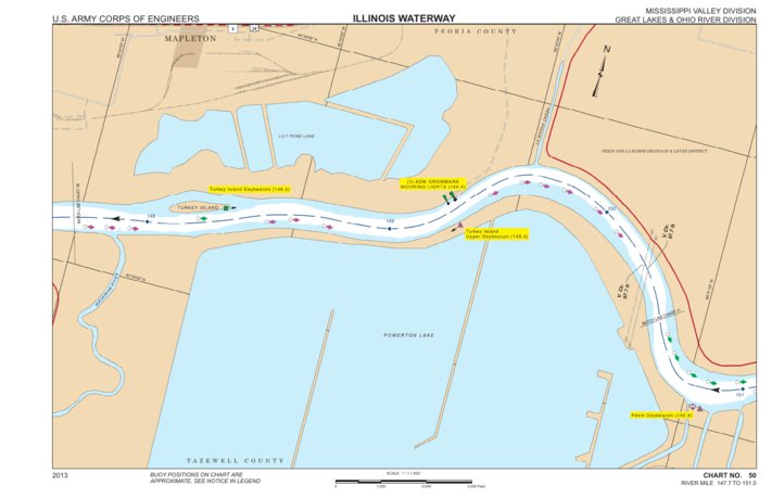 Chart 50 - Illinois River Miles 147.7 - 151.0 Map by US Army Corps of ...