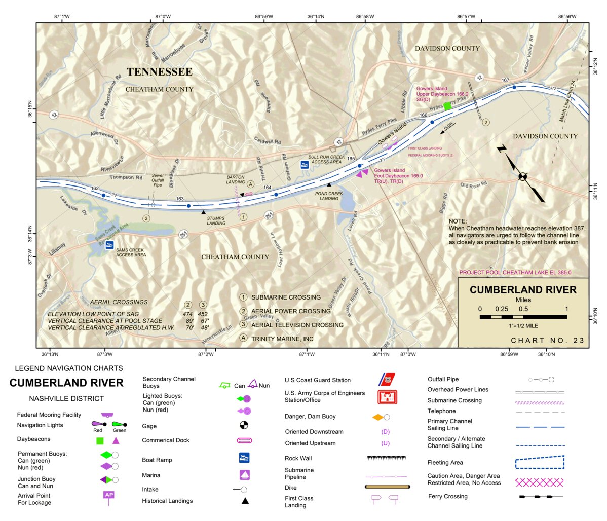 Cumberland River Chart 23 - Gravelotte; Pond Creek Landing; Doziers ...