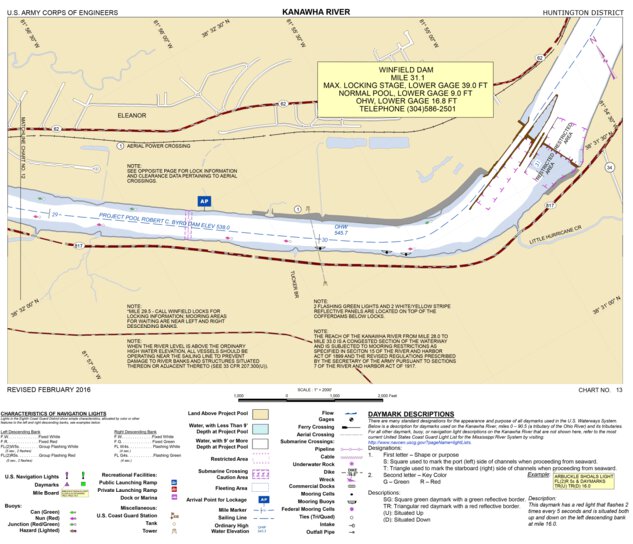 Kanawha River Chart 13 (Mile 28.8-31.5) - Winfield Locks and Dam Map by ...