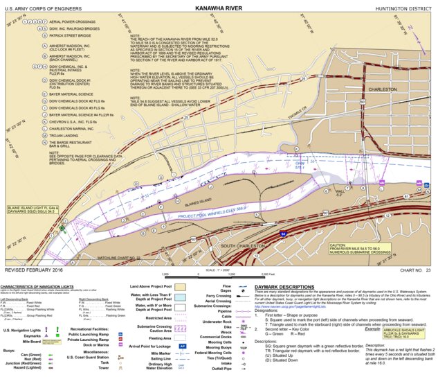 Kanawha River Chart 23 (Mile 54.4-56.5) - Blaines Island Map by US Army ...