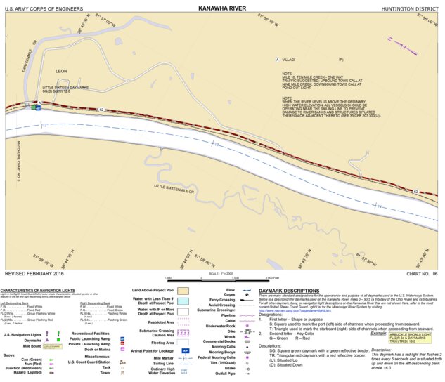 Kanawha River Chart 6 (Mile 11.9-14.4) - Little Sixteen Mile Daymark ...