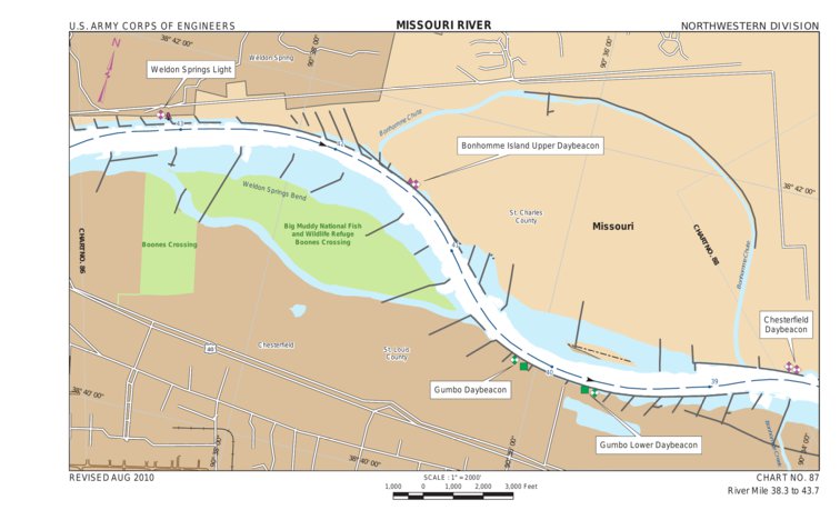 Lower Missouri, River Mile 38.3 to 43.7 Map by US Army Corps of ...