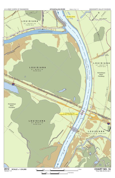 Chart 16 - Whiskey Bay Pilot Channel River Miles 55.6 to 62.1 Map by US ...