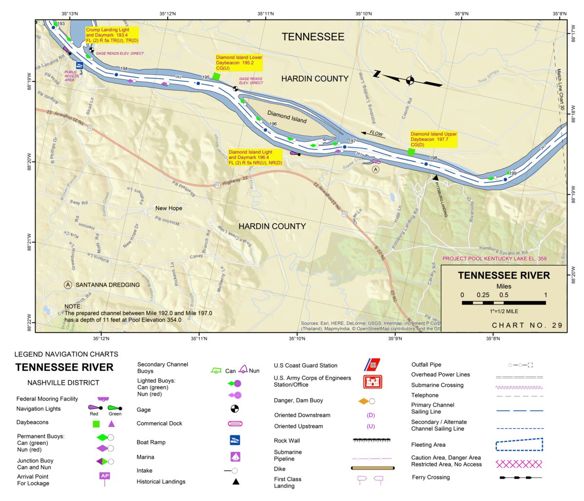 Tennessee River Chart 29 - Diamond Island Map by US Army Corps of ...