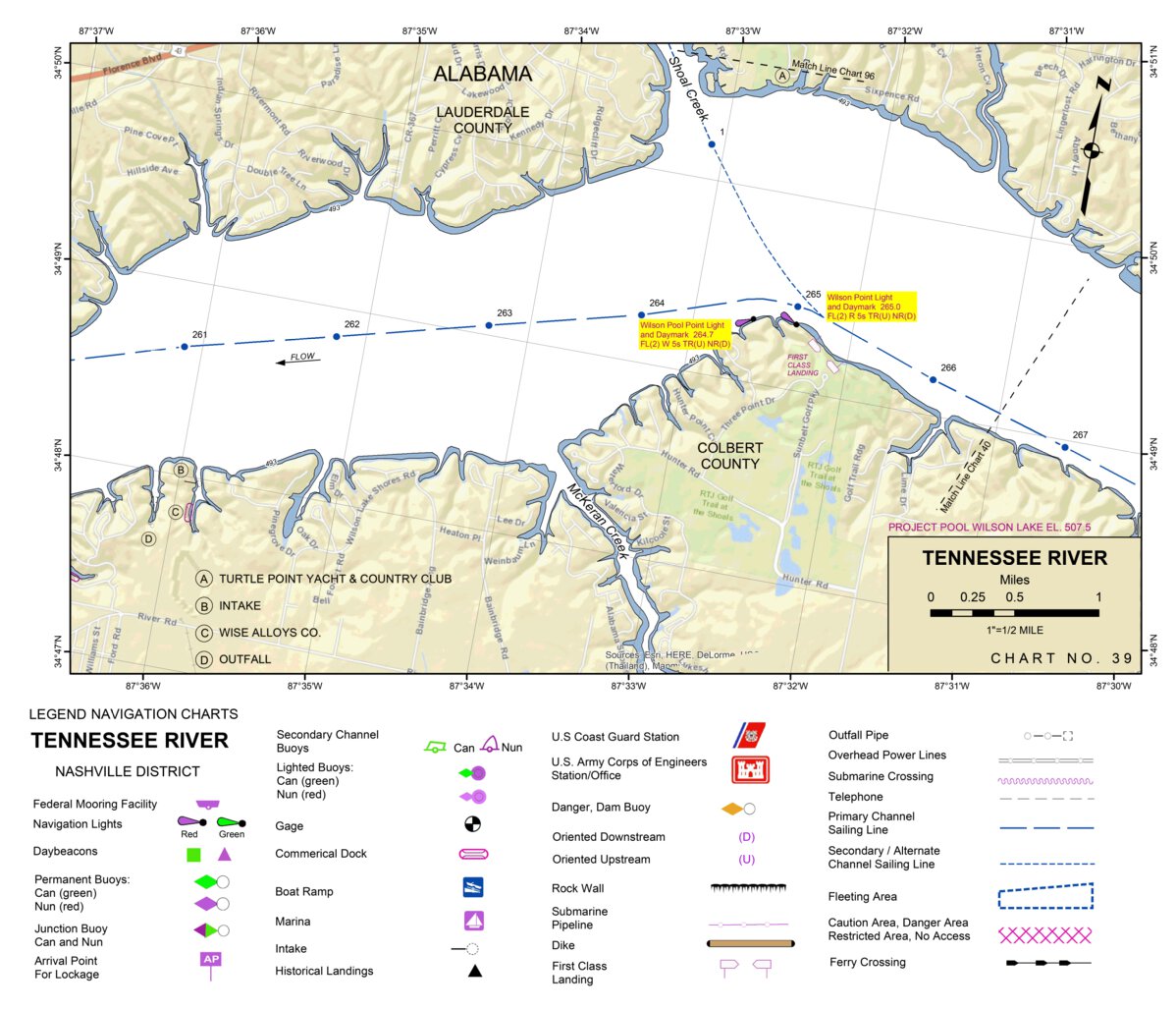 Tennessee River Chart 39 - Shoal Creek Map by US Army Corps of ...