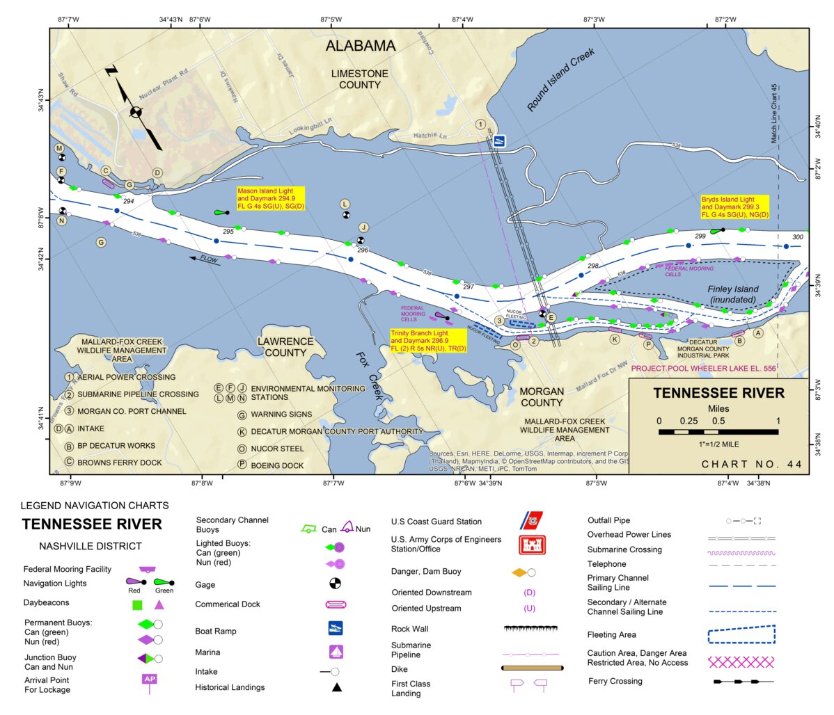 Tennessee River Chart 44 - Finley Island Map by US Army Corps of ...