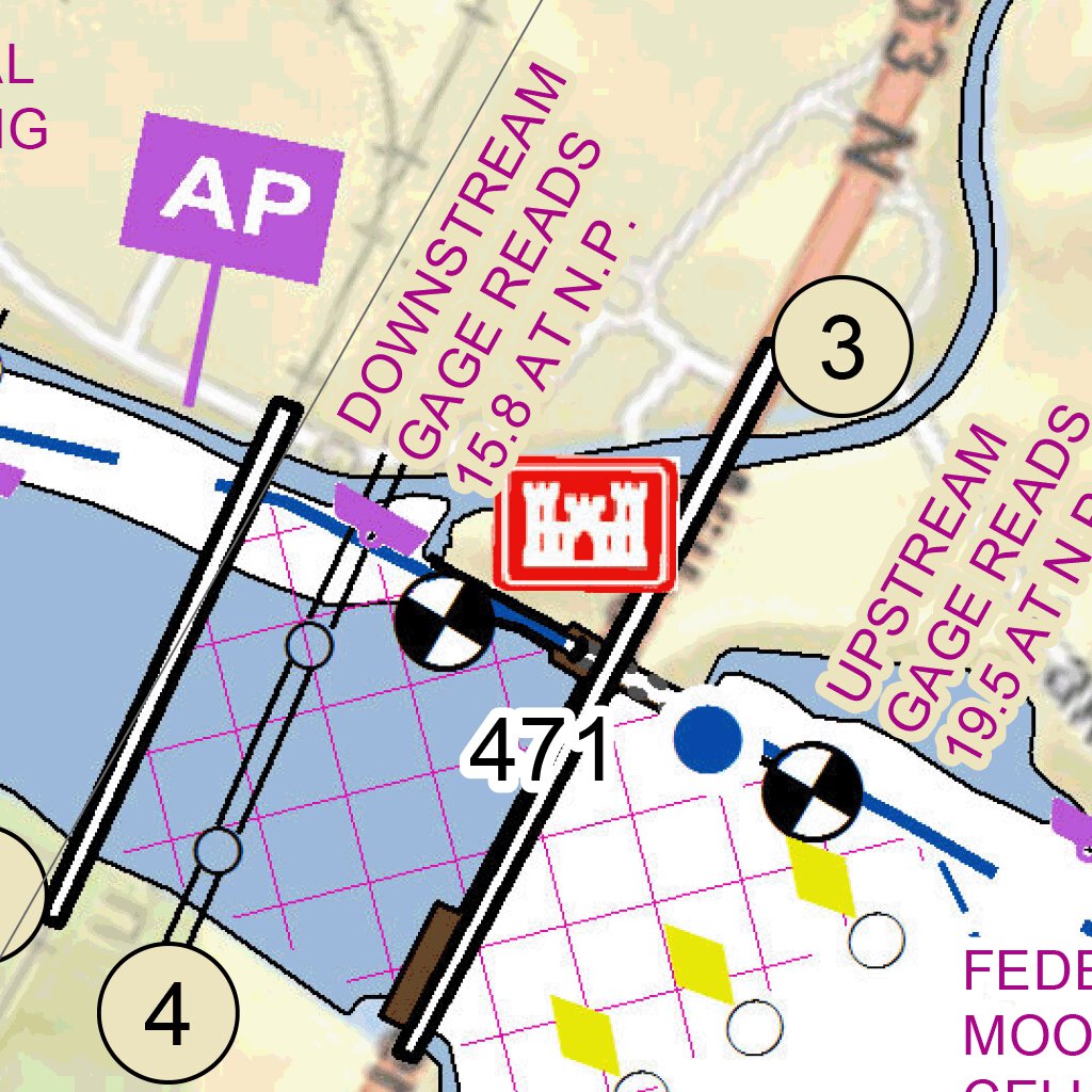 Tennessee River Chart 68 - Chickamauga Dam & US Coast Guard Station Map ...