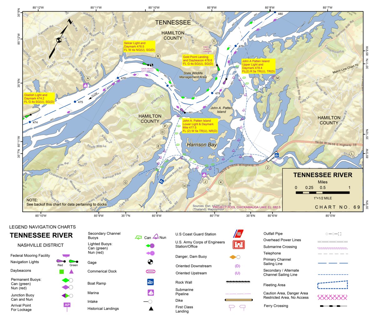 Tennessee River Chart 69 - Harrison Bay Map by US Army Corps of ...