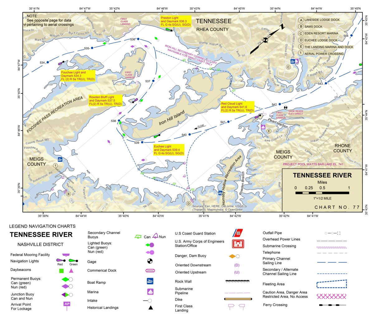 Tennessee River Chart 77 - Gillespie Bend Map by US Army Corps of ...