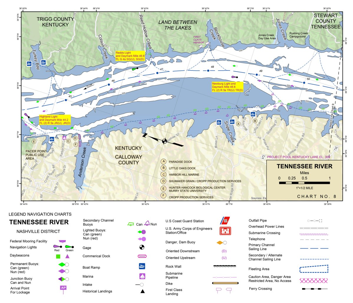 Tennessee River Chart 8 - Kentucky and Tennessee State Line Map by US ...