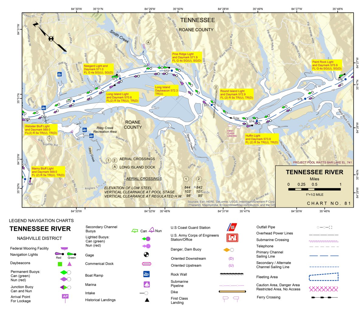 Tennessee River Chart 81 - Paint Rock Bluff Map by US Army Corps of ...
