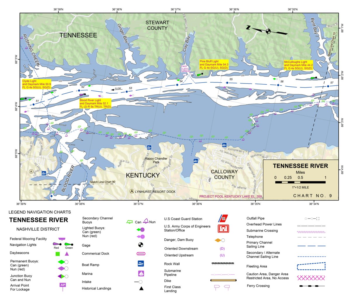 Tennessee River Chart 9 - Big Sandy River Map by US Army Corps of ...
