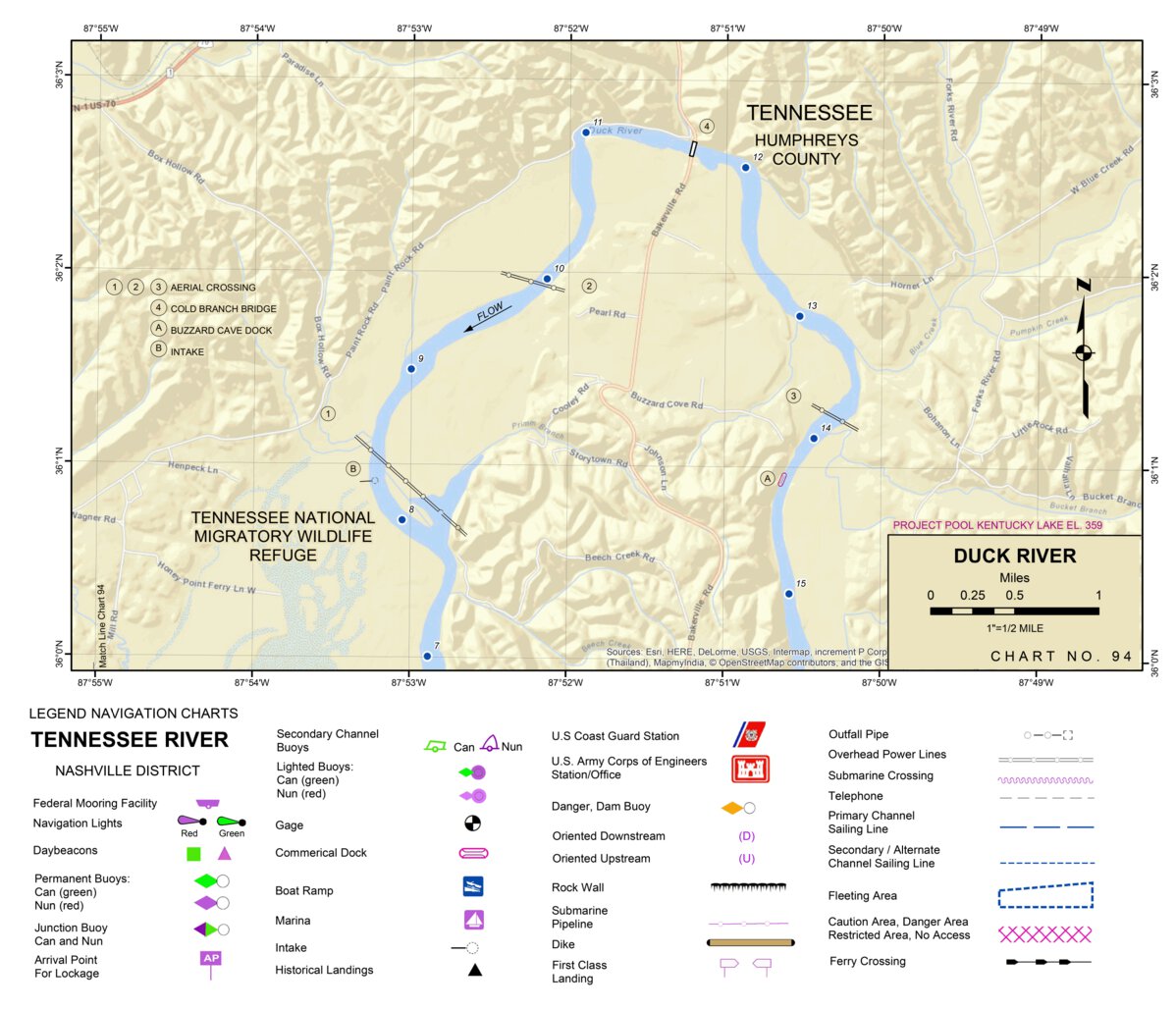 Tennessee River Chart 94 - Duck River Map by US Army Corps of Engineers ...