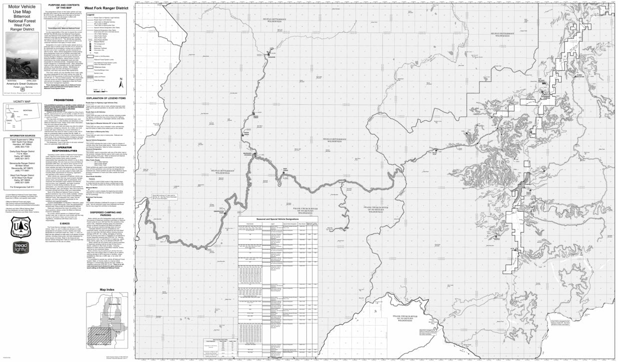 Bitterroot NF - West Fork Ranger District MVUM 2024 Map by US Forest ...