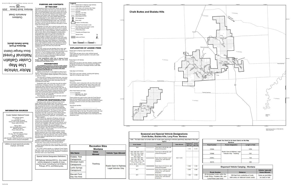 Custer Gallatin NF - Sioux Ranger District - Chalk Buttes Ekalaka Hills ...