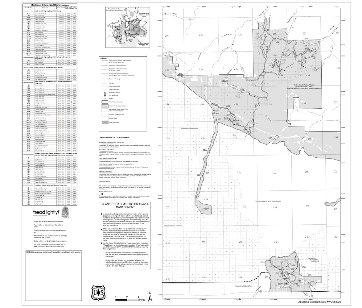 Custer Gallatin NF - Absaroka / Beartooth East MVUM 2025 Map by US ...