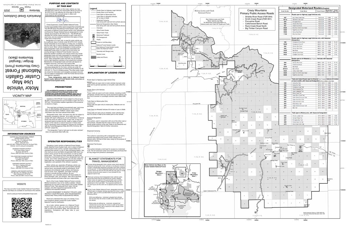 Custer Gallatin NF - Crazy Mountains MVUM 2025 Map by US Forest Service ...