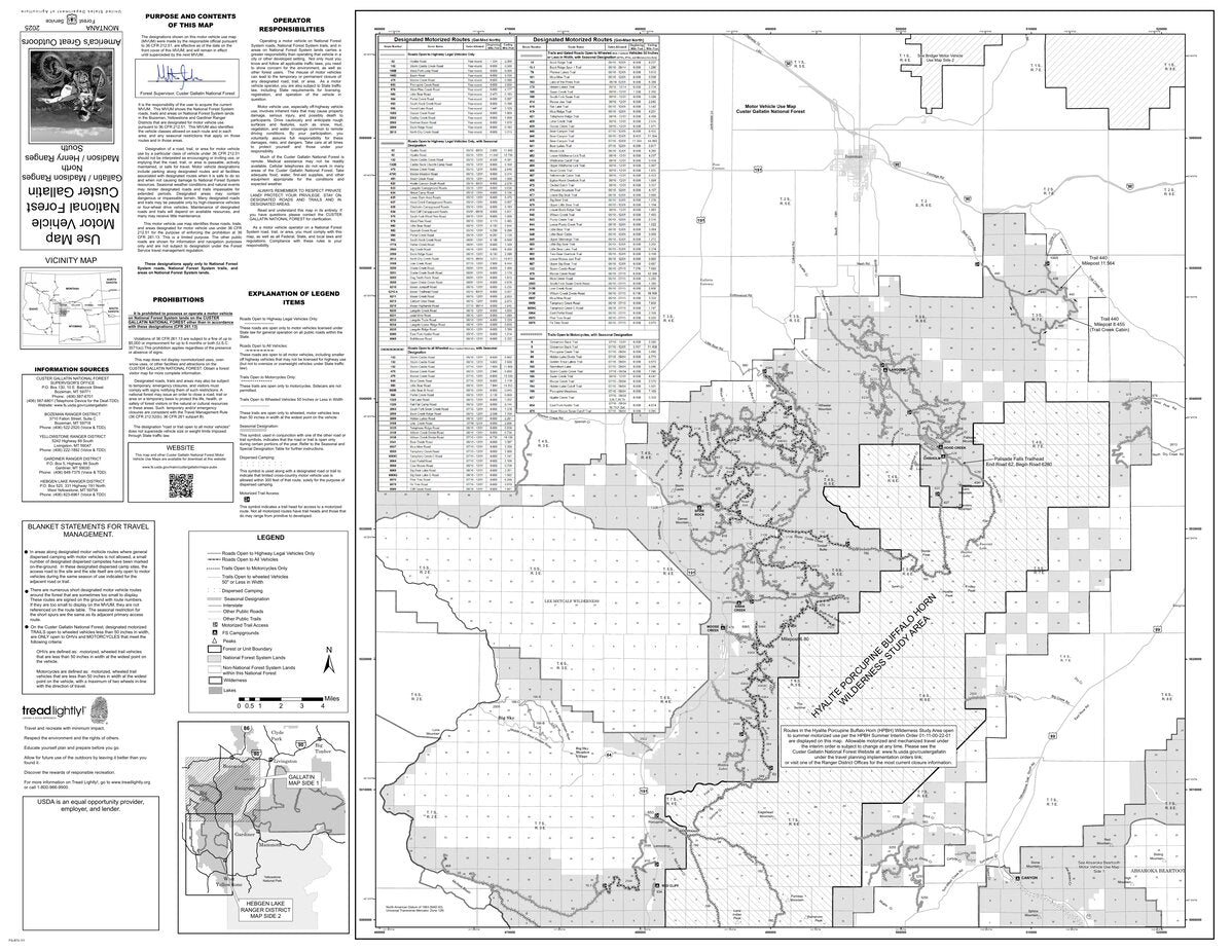 Custer Gallatin NF - Gallatin / Madison Ranges North MVUM 2025 Map by ...