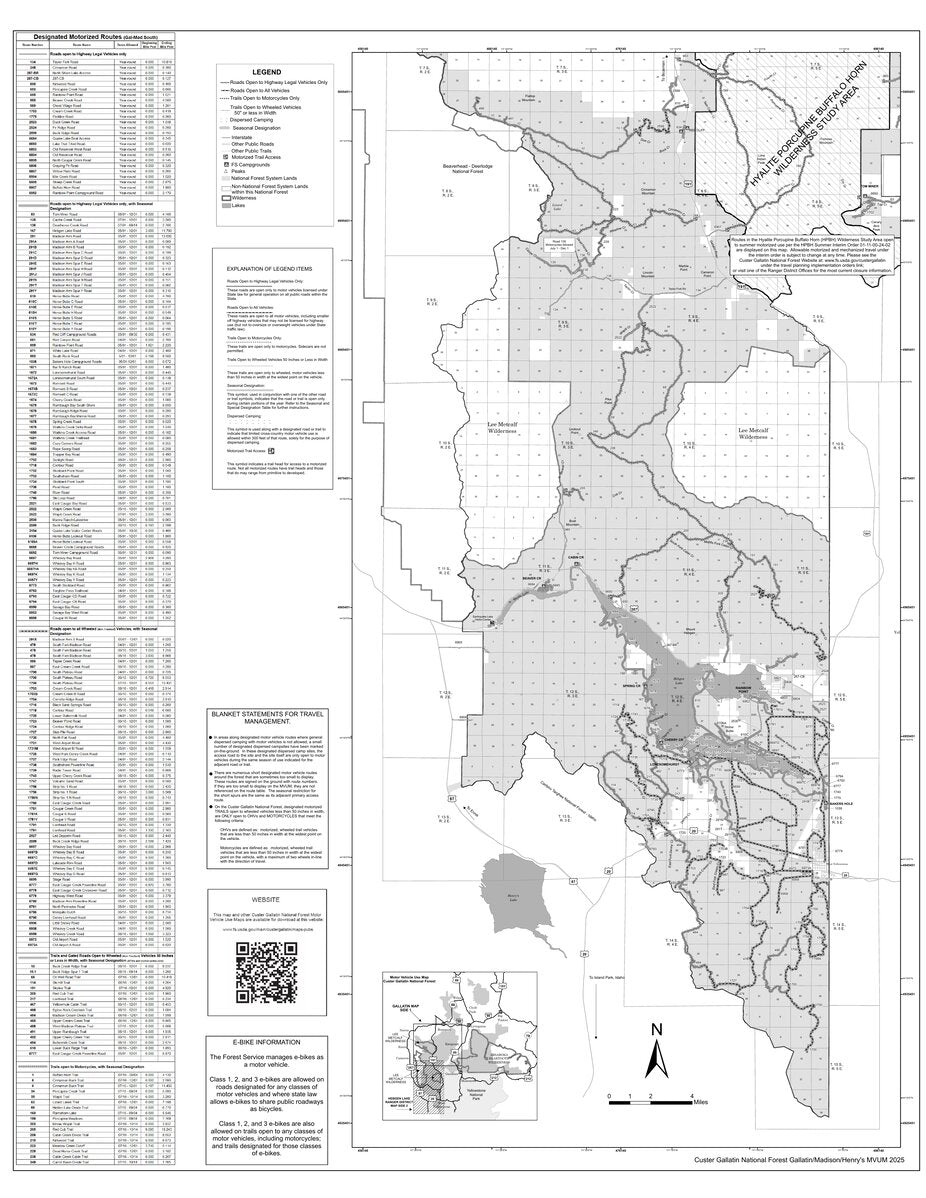 Custer Gallatin NF - Madison / Henry Ranges South MVUM 2025 Map by US ...