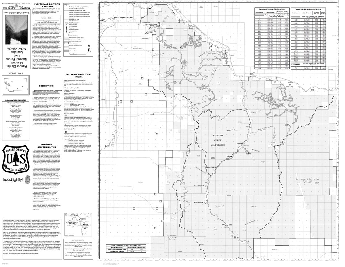 Lolo NF - Missoula Ranger District East MVUM 2020 Map by US Forest ...