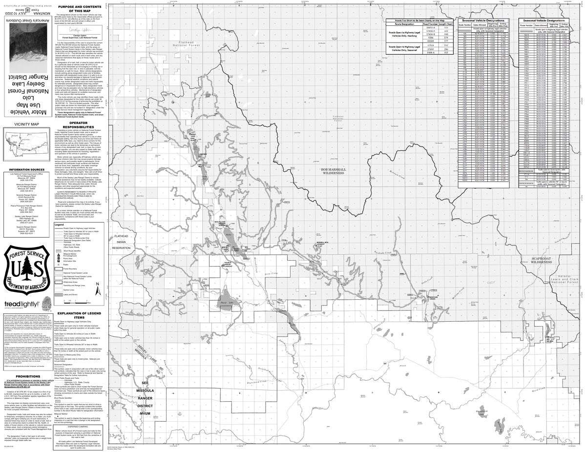 Lolo NF - Seeley Lake Ranger District MVUM 2020 Map by US Forest ...