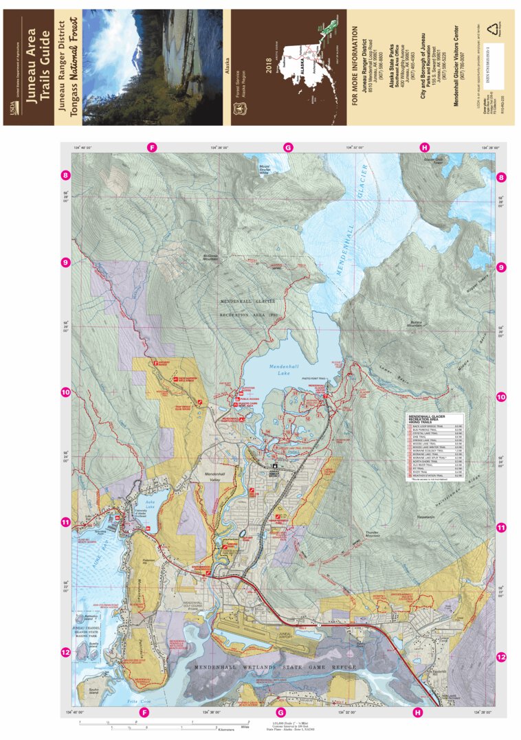 Juneau Area Trails Guide - Lemon Creek to Mendenhall Valley Inset Map ...